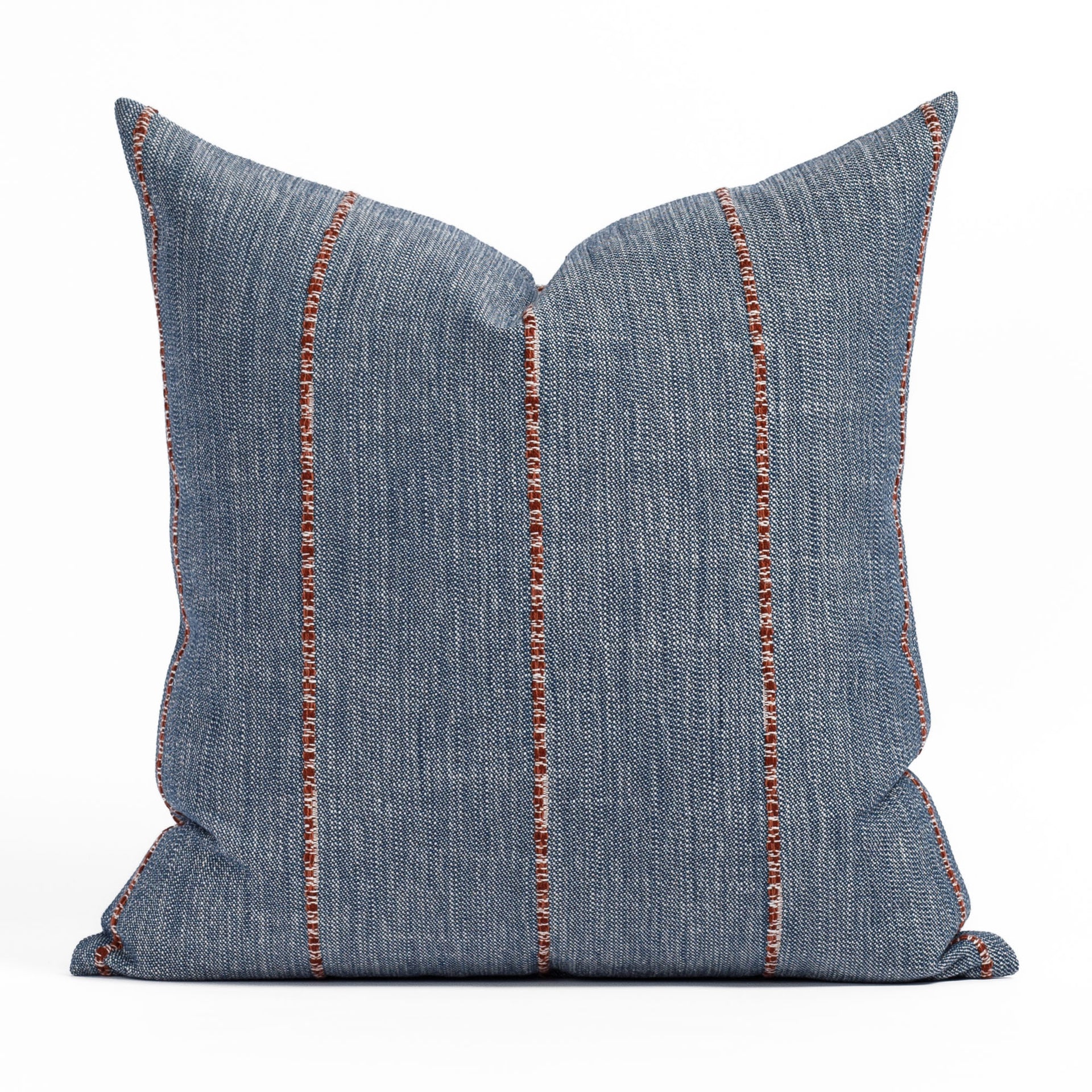 Brooklyn Stripe 22x22 Pillow, Navy & Rust – Tonic Living