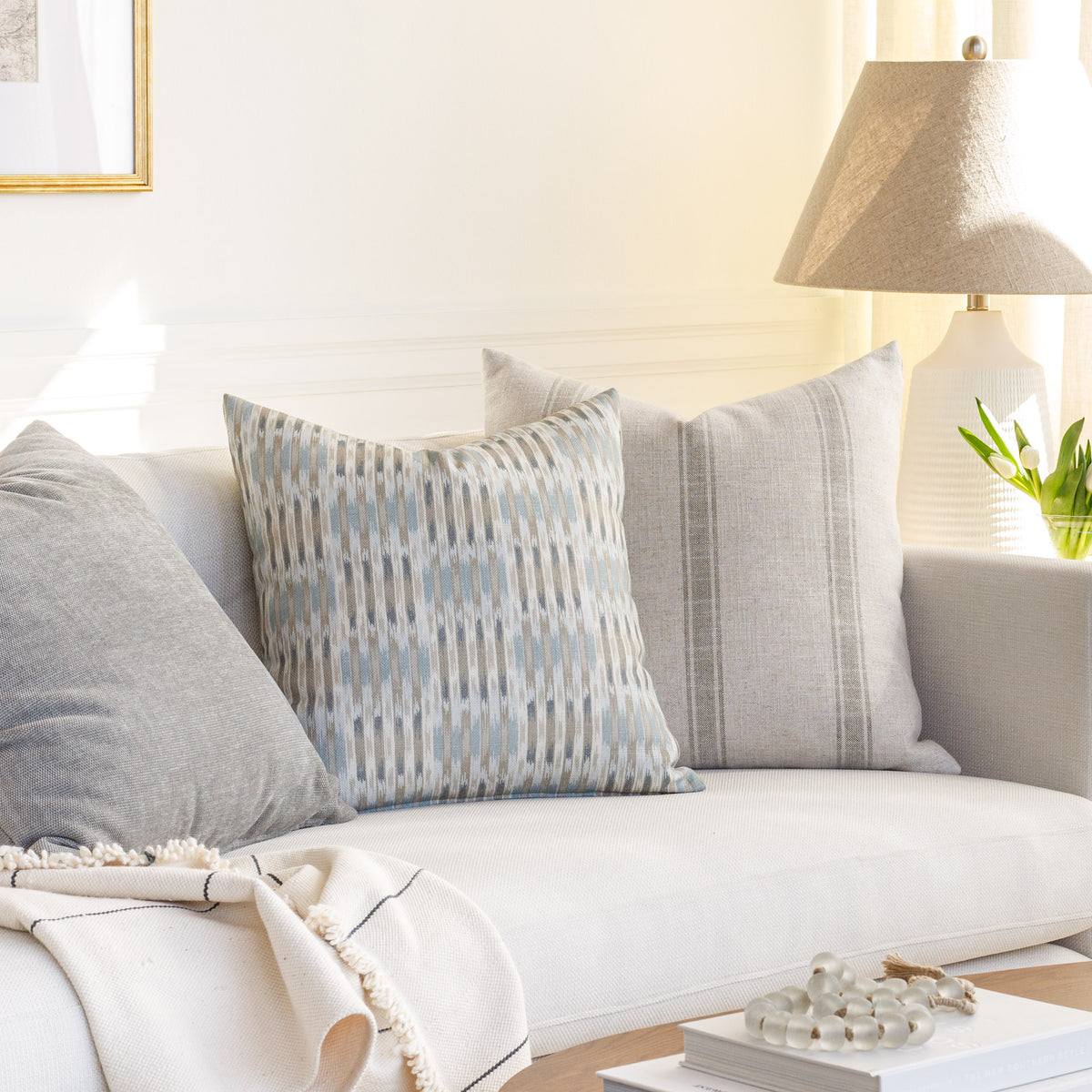 Theo Stripe 22x22 Pillow, Lake – Tonic Living